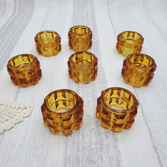 Vintage | Dining | Mcm Glass Amber Napkin Rings Set Of 8 | Poshmark